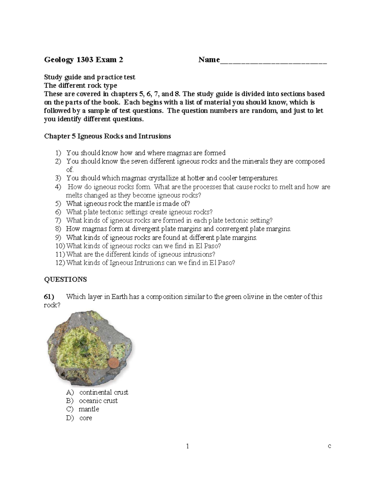 Geology 1303 Exam 2 Study Guide & Practice Test: Chapters 5-8 Insights ...