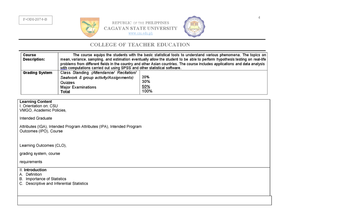 CSU STATS 101: Course Overview & Key Learning Outcomes - Studocu