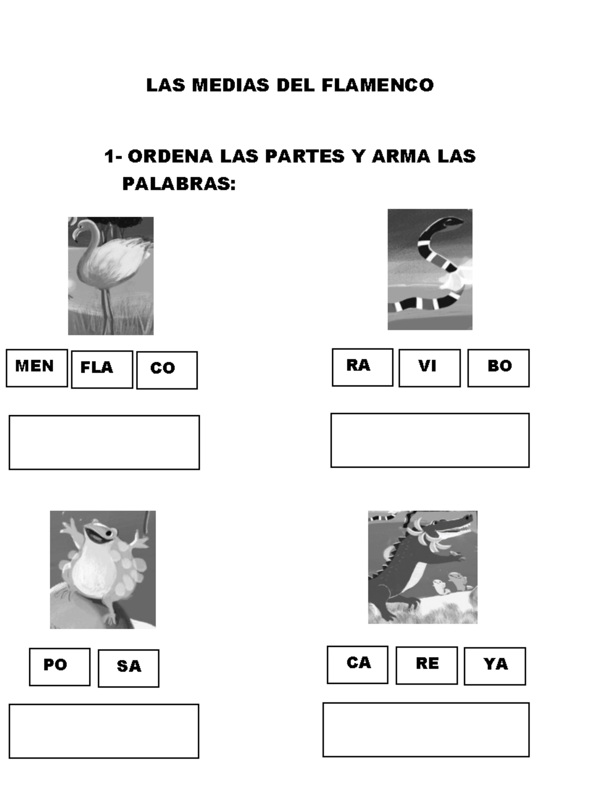 LAS MEDIAS DE LOS FLAMENCOS - ACTIVIDADES Y JUEGOS - Studocu