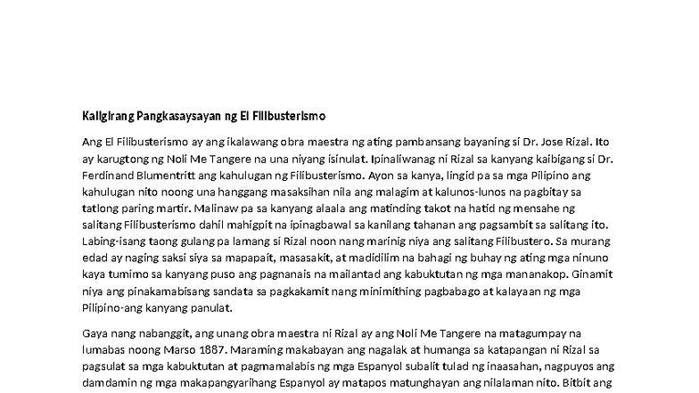 Kaligiran ng El Filibusterismo: Lesson Plan para sa mga Mag-aaral - Studocu