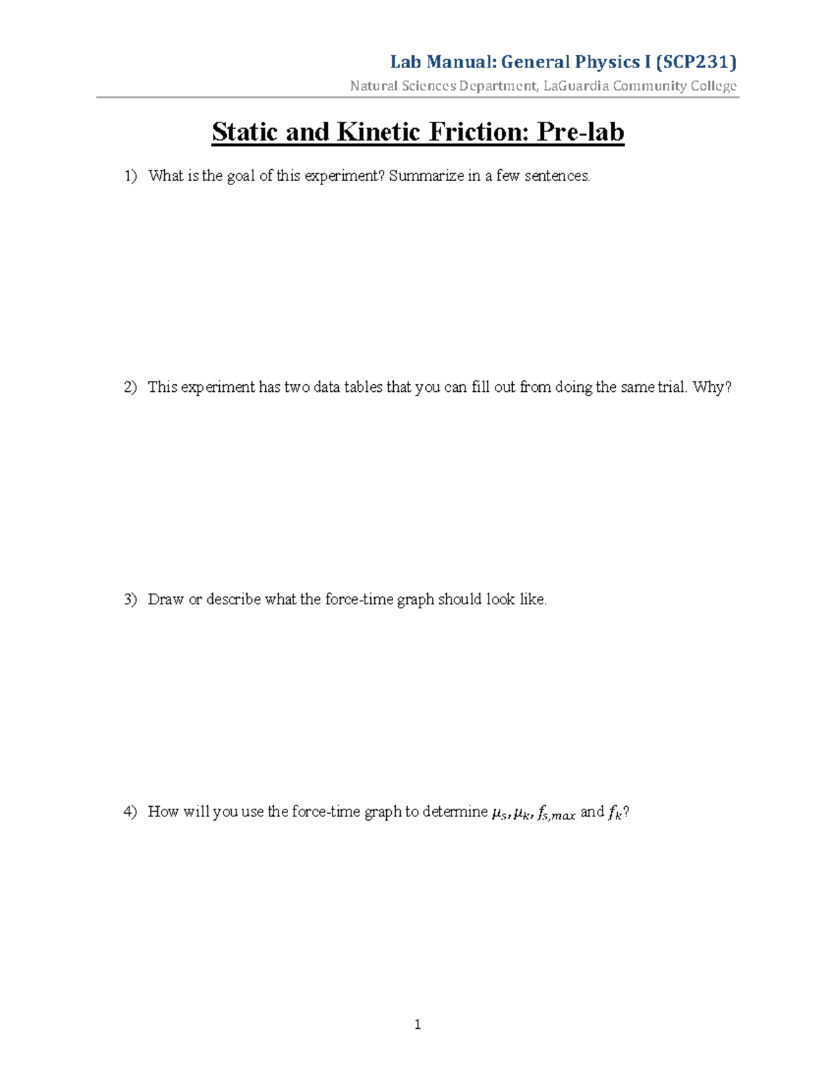 Lab 06: Static and Kinetic Friction Experiment Report - Studocu