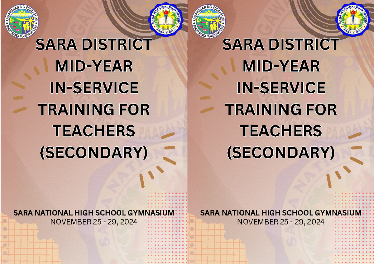 Program - Inset - TRAINING MATRIX FOR TEACHERS - SARA DISTRICT MID-YEAR ...