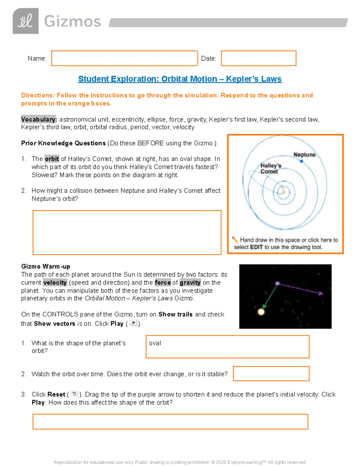 Chad Abernathy - Copy of Orbital Motion SE - Name: Date: Student ...