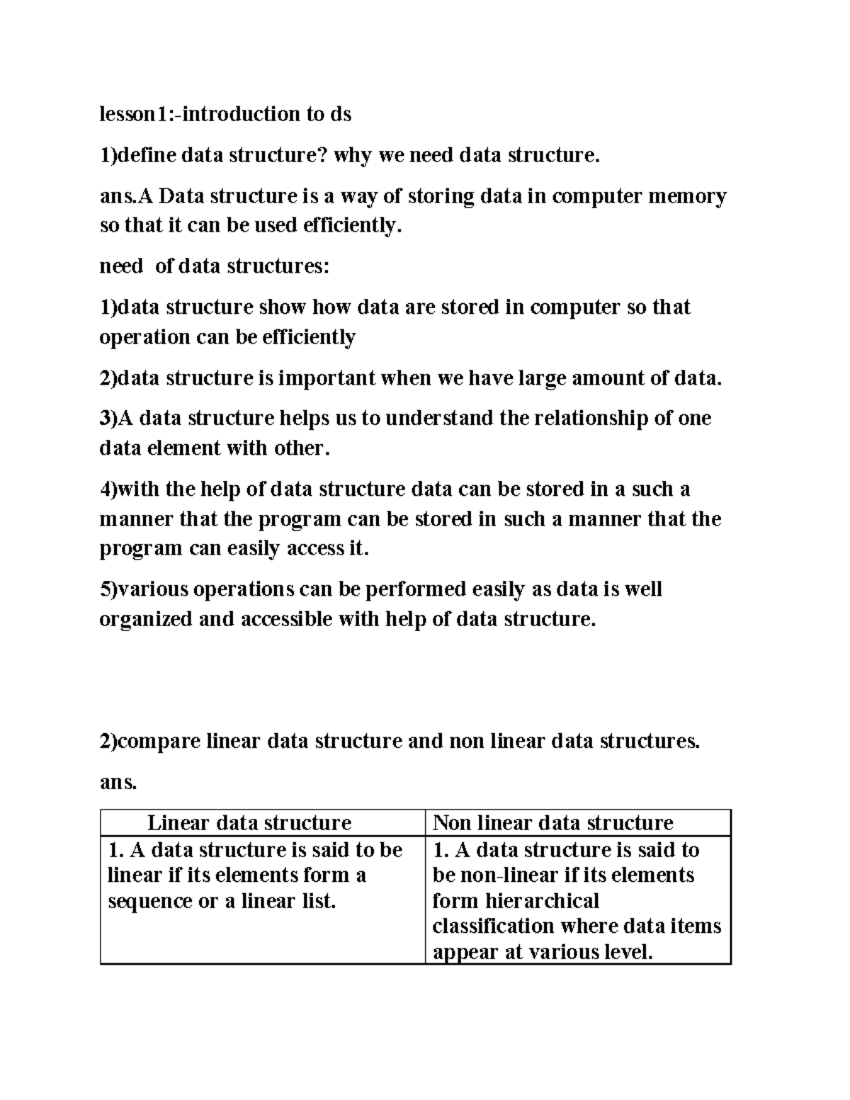DSA 101: Key Concepts in Data Structures and Algorithms - Studocu
