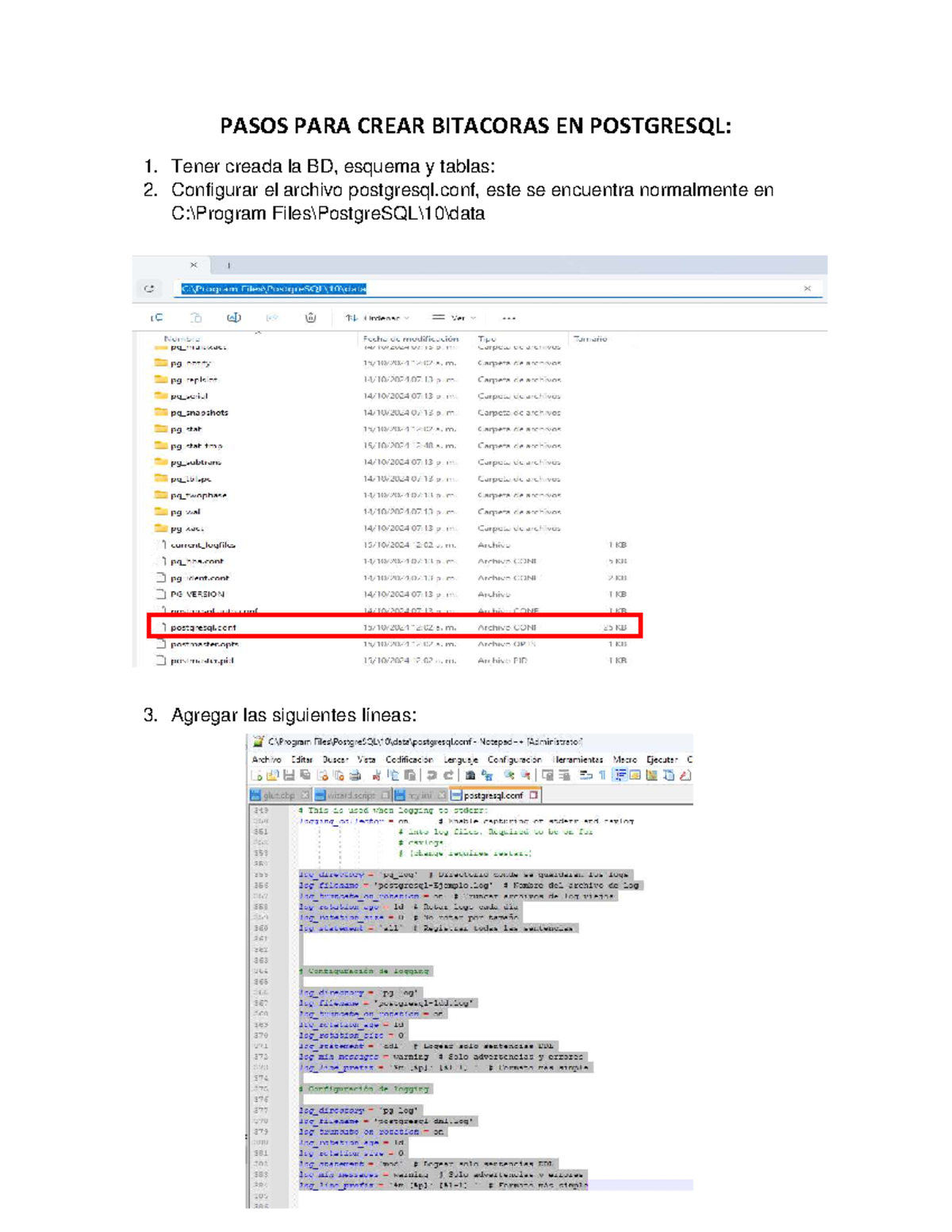 Pasos PARA Crear Bitacoras EN Postgresql - PASOS PARA CREAR BITACORAS EN POSTGRESQL: Tener ...