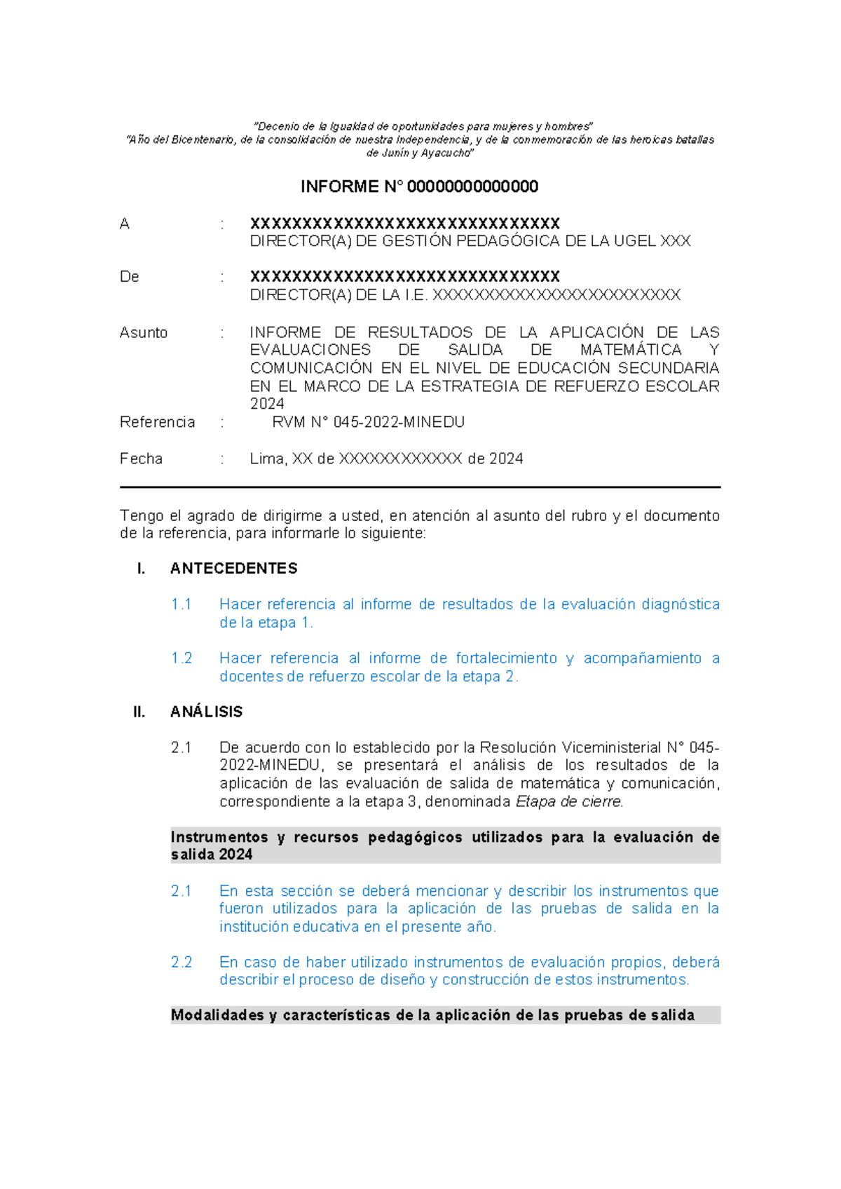 Formato para Informe Resultados de la evaluación de salida-cierre de la ...