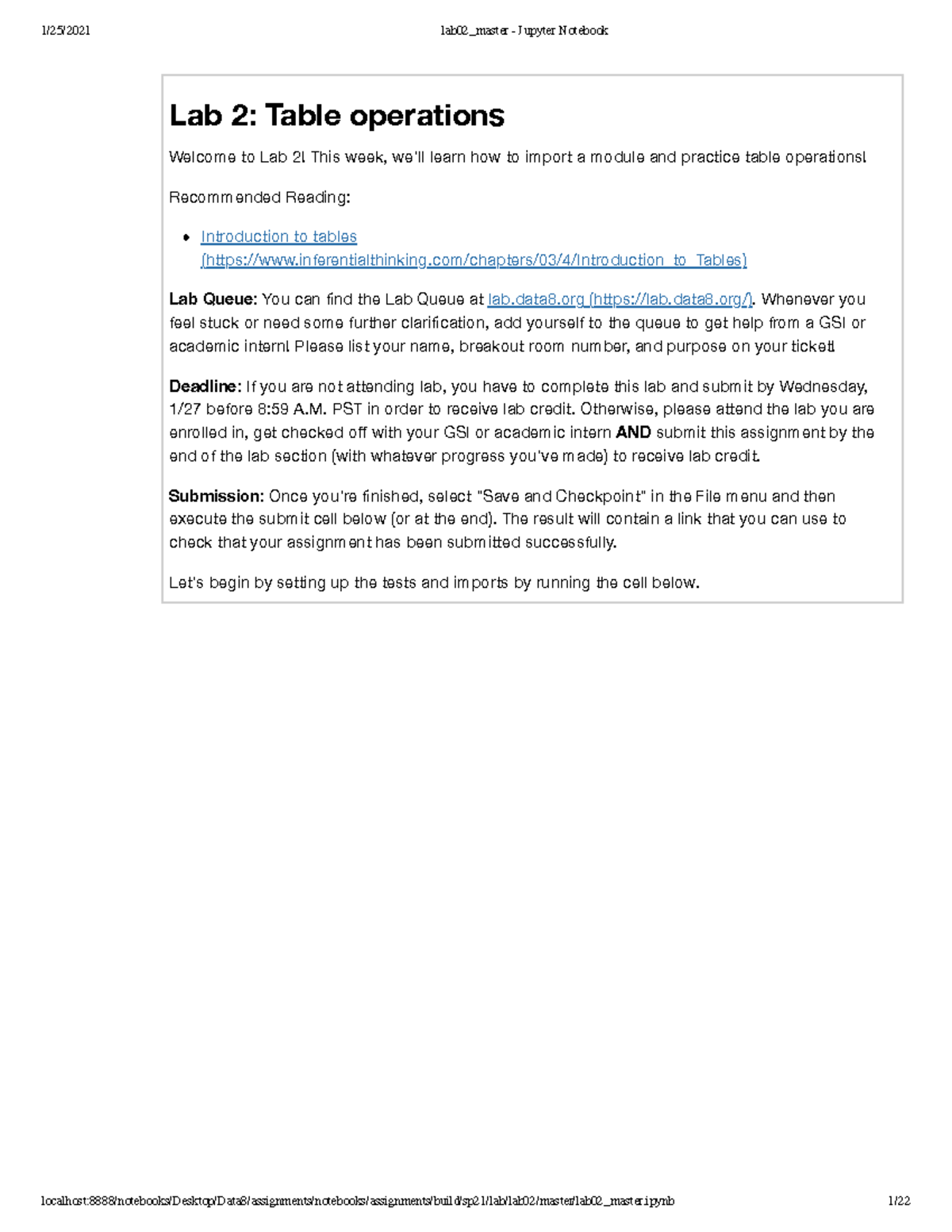 Lab02 Solutions - Table Operations and Code Import Techniques - Studocu
