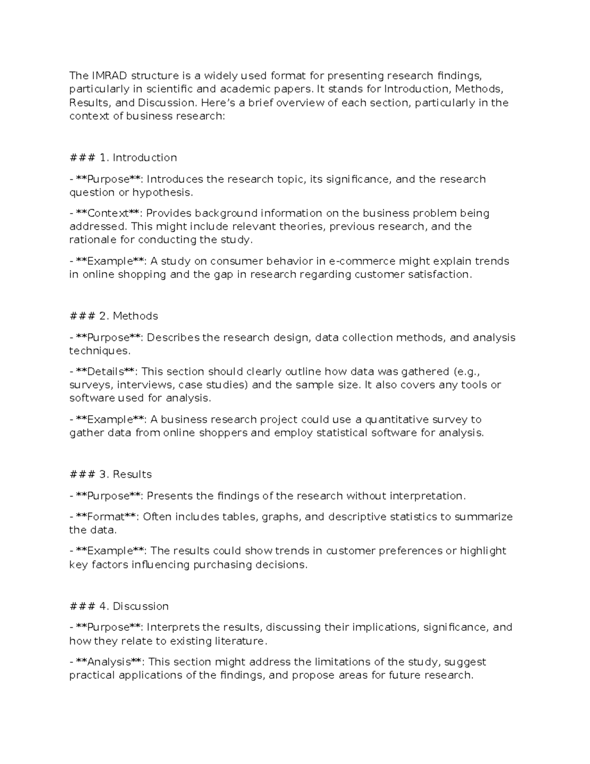 IMRAD Structure for Business Research: Key Components Explained - Studocu