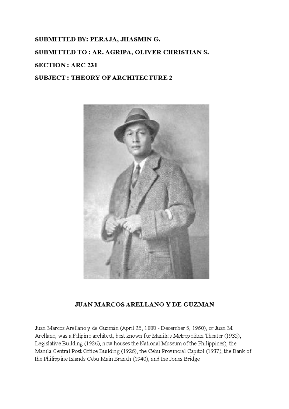 ARC 231: Theory of Architecture 2 - Juan M. Arellano Lecture Notes ...
