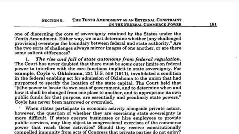TENTH AMENDMENT AND FEDERAL COMMERCE POWER: A LEGAL ANALYSIS - Studocu