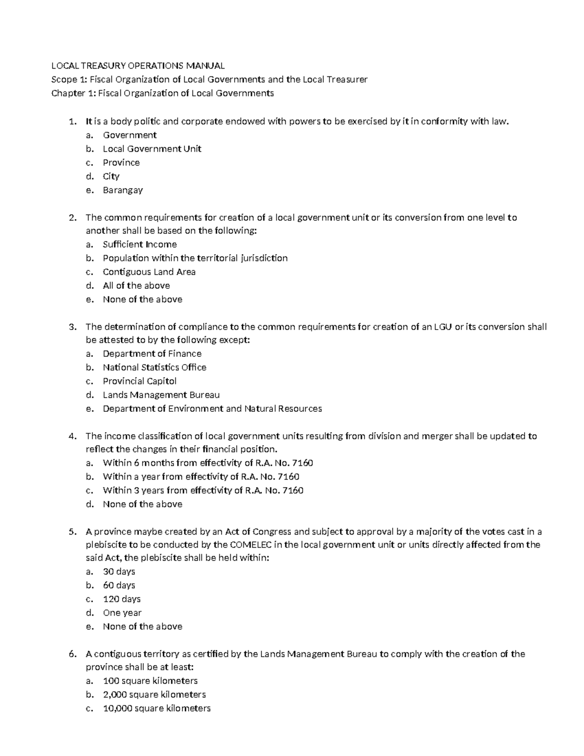 1Bclte-Local Treasury Operations Manual Review Notes - Studocu