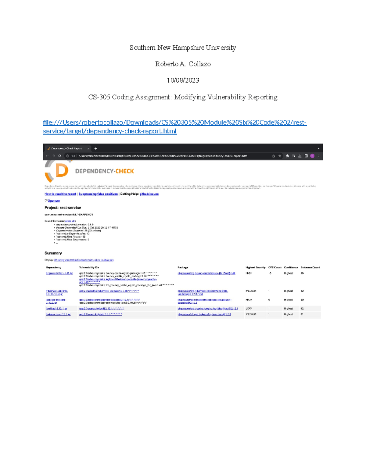 6-1 Coding Assignment Modifying Vulnerability Reporting - COM126 - Southern New Hampshire ...