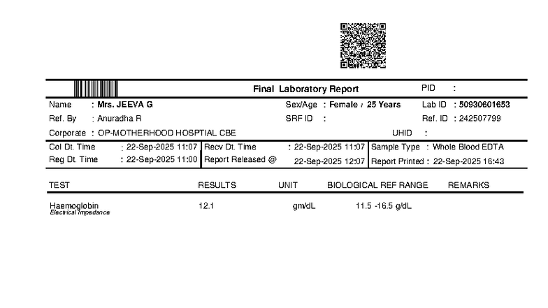 PID Final Laboratory Report for Mrs. Jeeva G (Lab ID: 50930601653) - Studocu