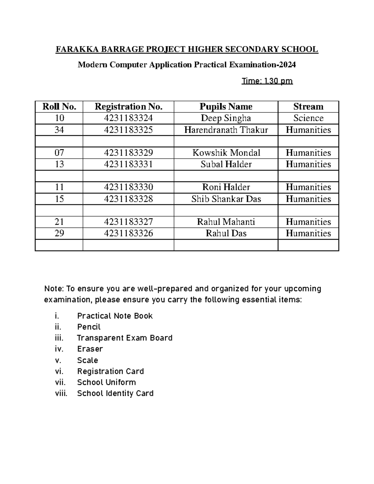 Fbphs Setting Arrange MENT boys - FARAKKA BARRAGE PROJECT HIGHER ...