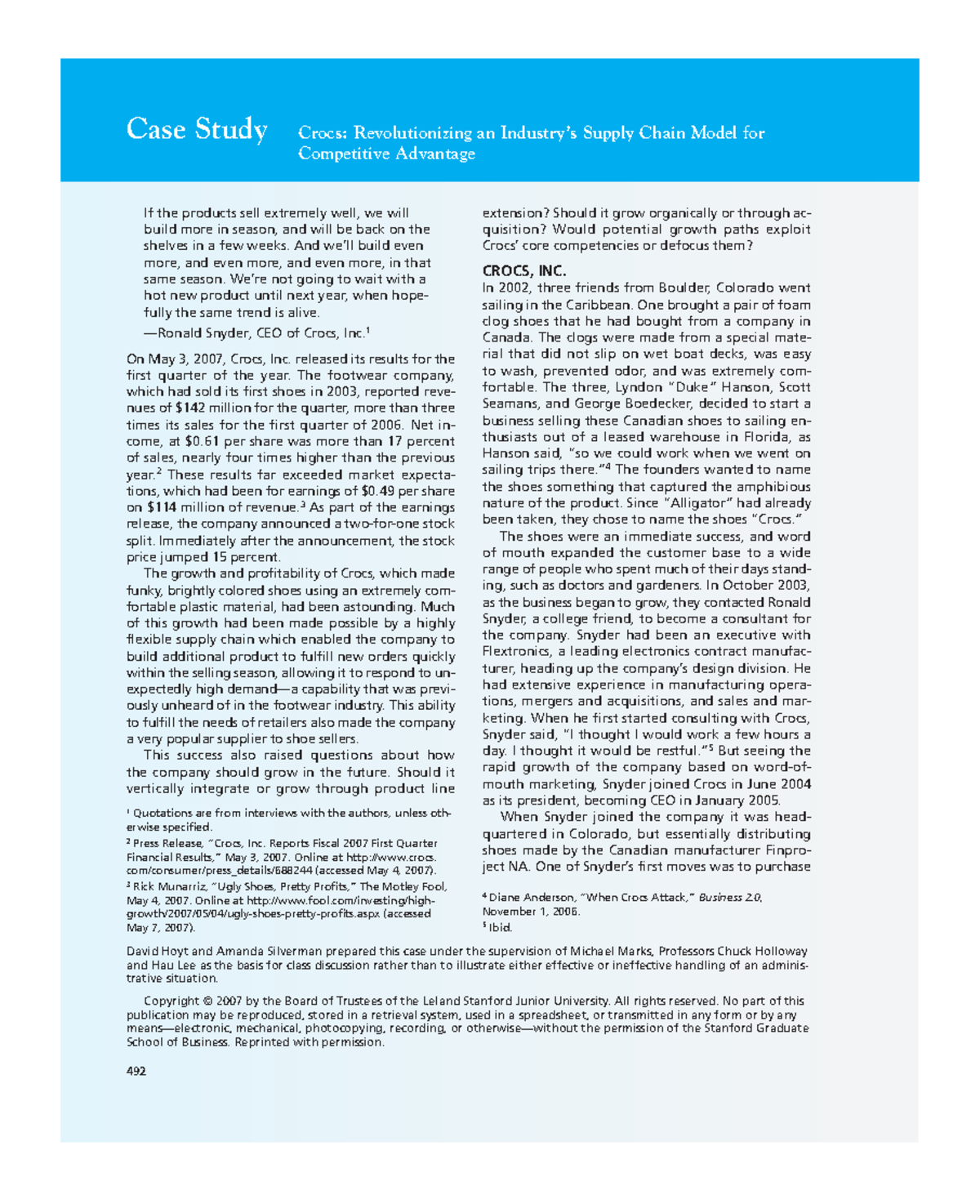 Case Study: Crocs (BUS 101) - Innovating Supply Chain for Market ...