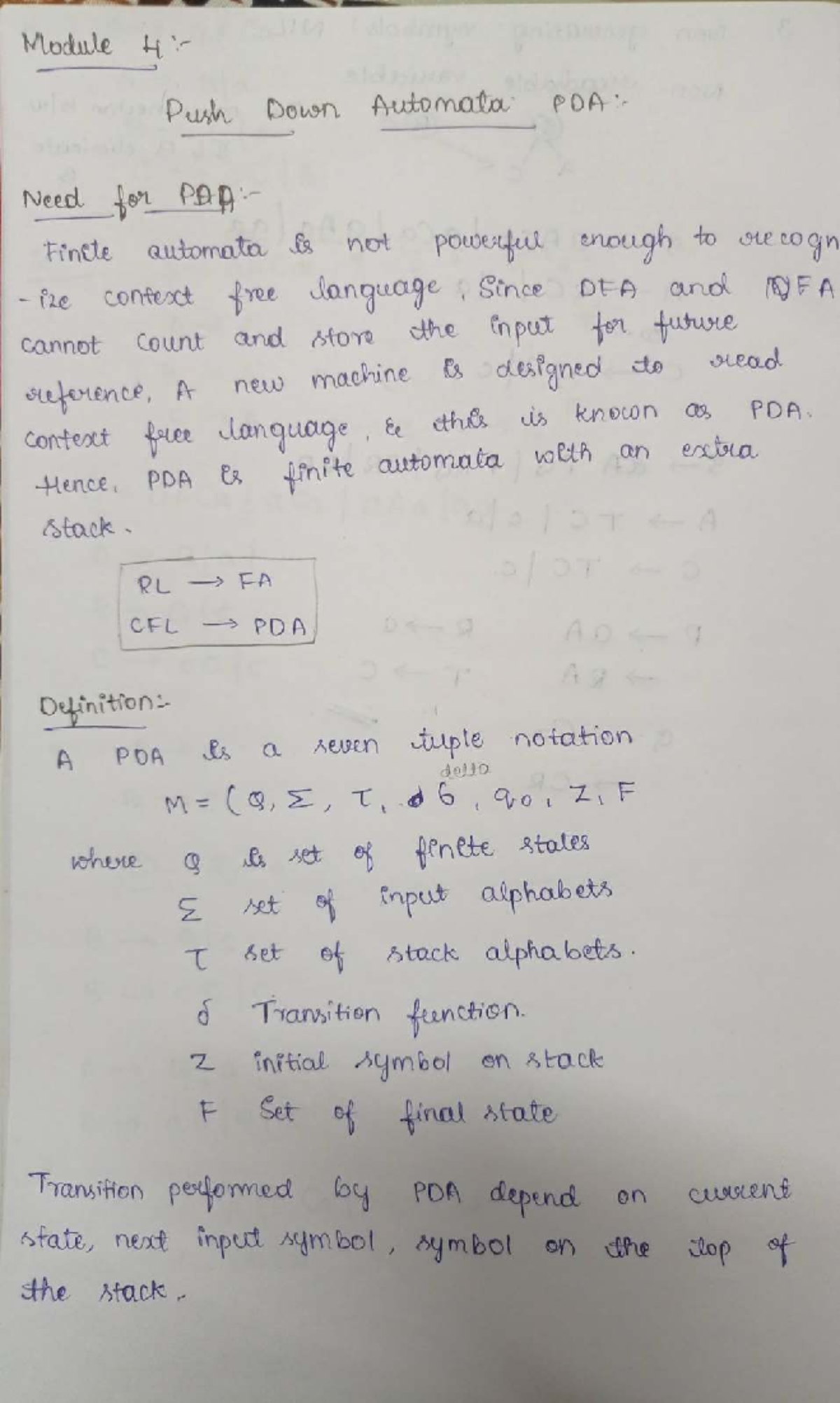 PDA and Turing Machine Concepts: Module 5019 Lecture Notes - Studocu