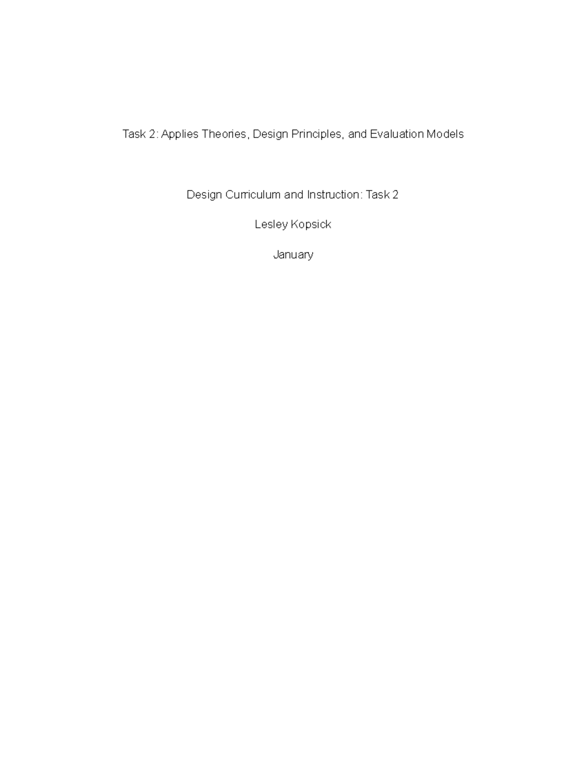 Task 2 - Analyzing Theories and Design Principles in Curriculum Design ...
