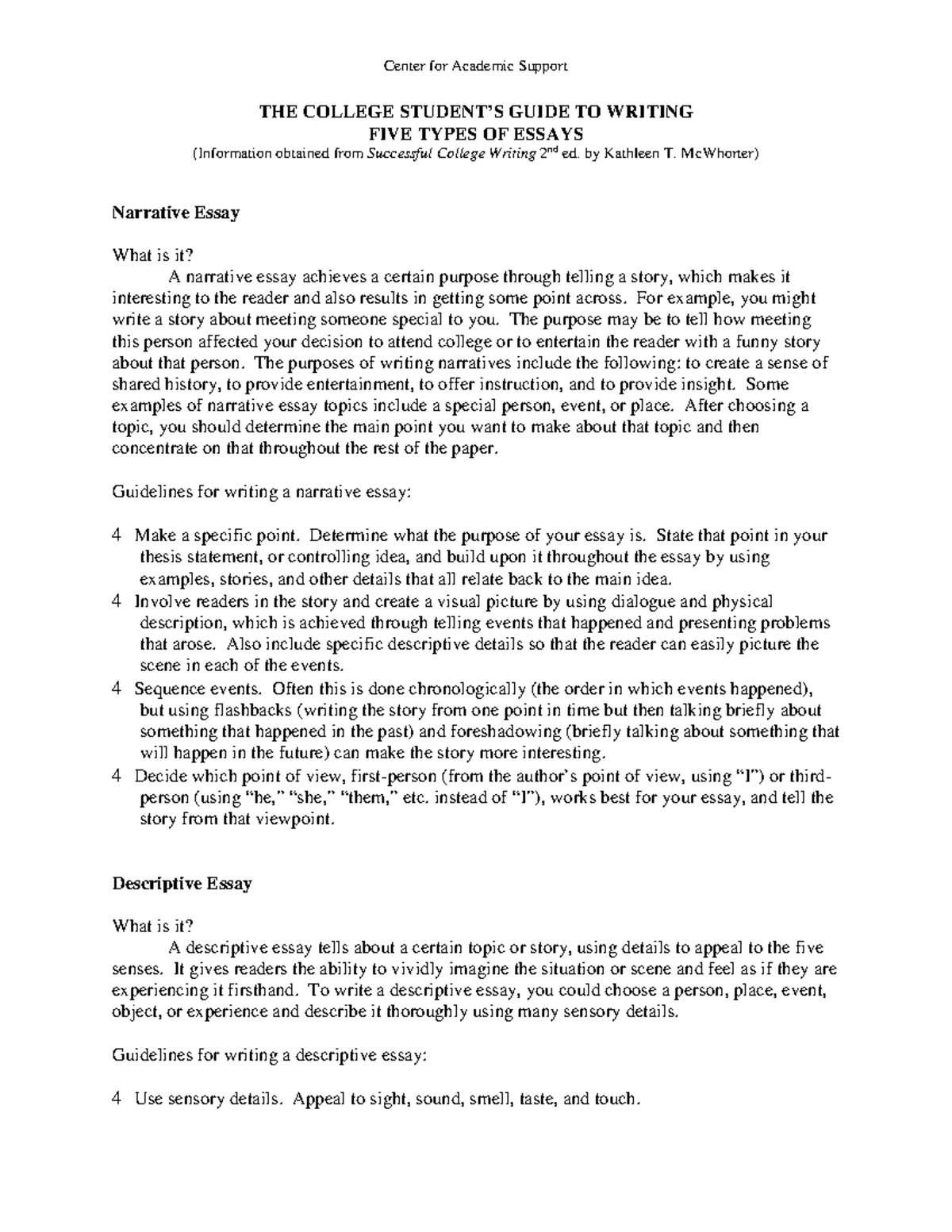 Five Types of Essays: A Comprehensive Guide for Writing Success - Studocu