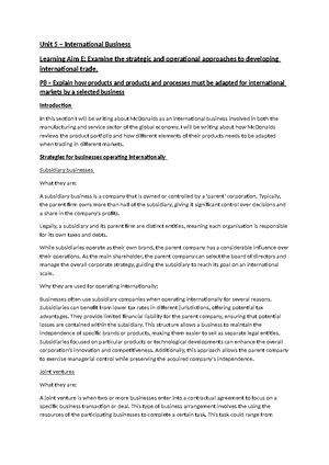 Business - A2 - A Level - Sixth Form (A Levels) - Studocu