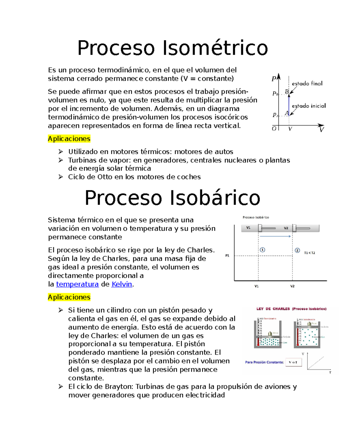 Notas sobre Procesos Termodinámicos 1: Isométrico, Isobárico ...
