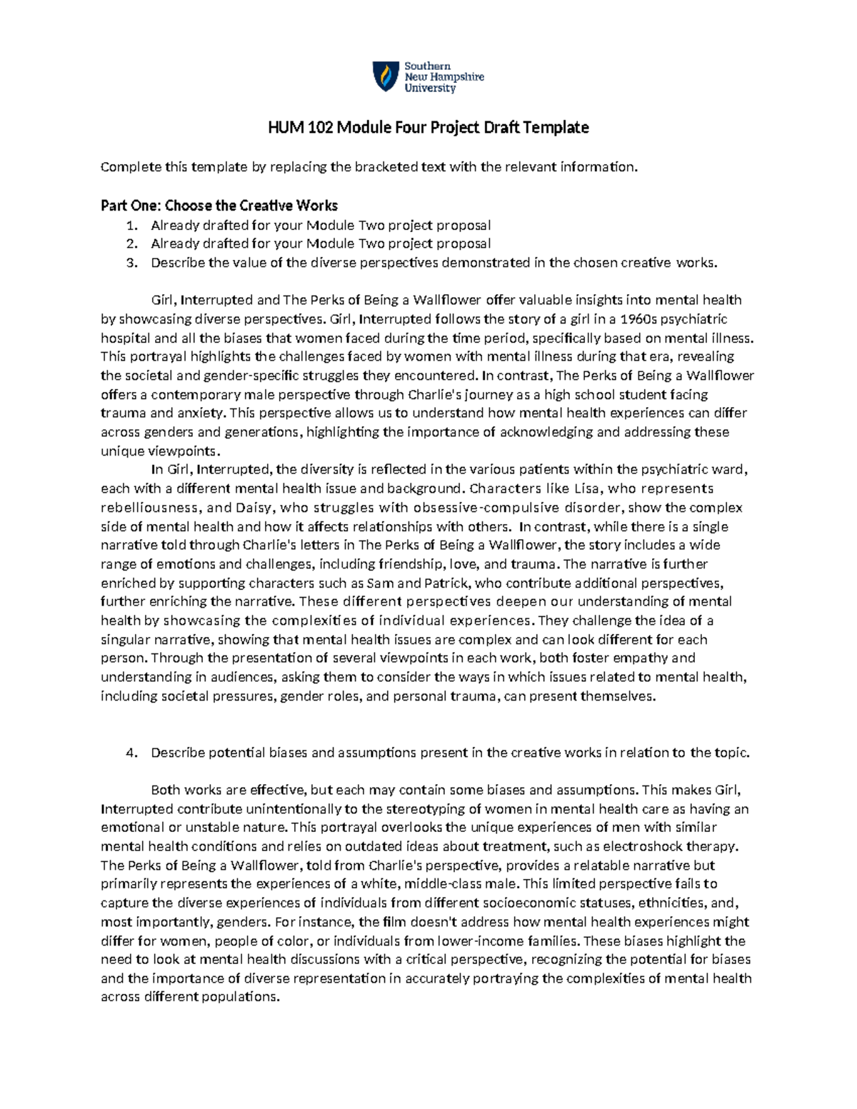 HUM 102 Module Four Project Draft - Part One: Choose the Creative Works ...