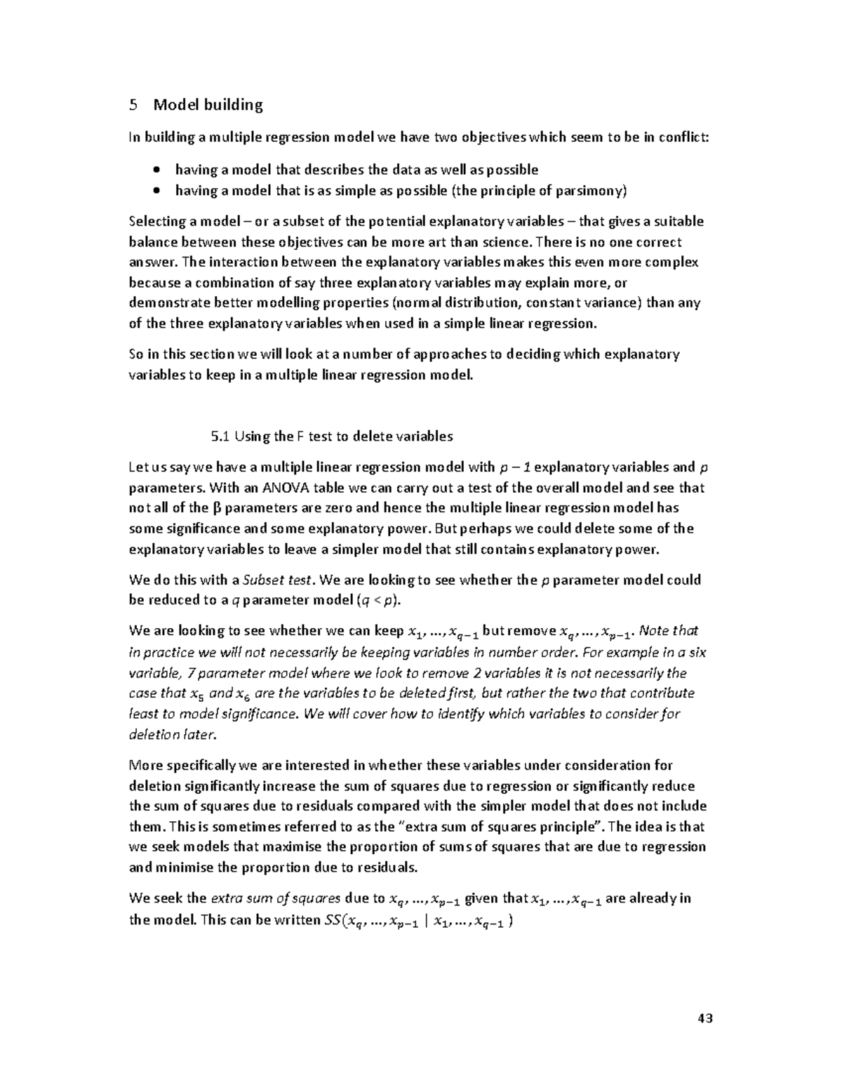 Lecture Notes: Multiple Regression Model Building (Week 9) - Studocu