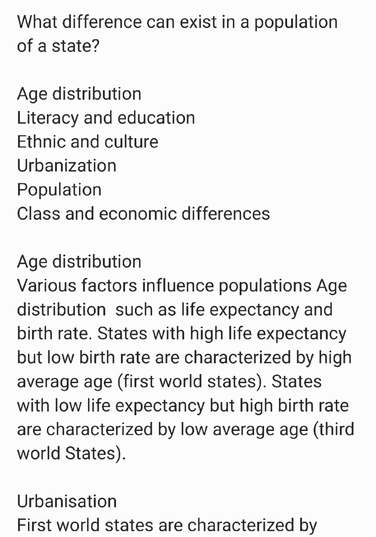 Plc102 250405 171705 - Past exam papers - What difference can exist in a population of a state ...