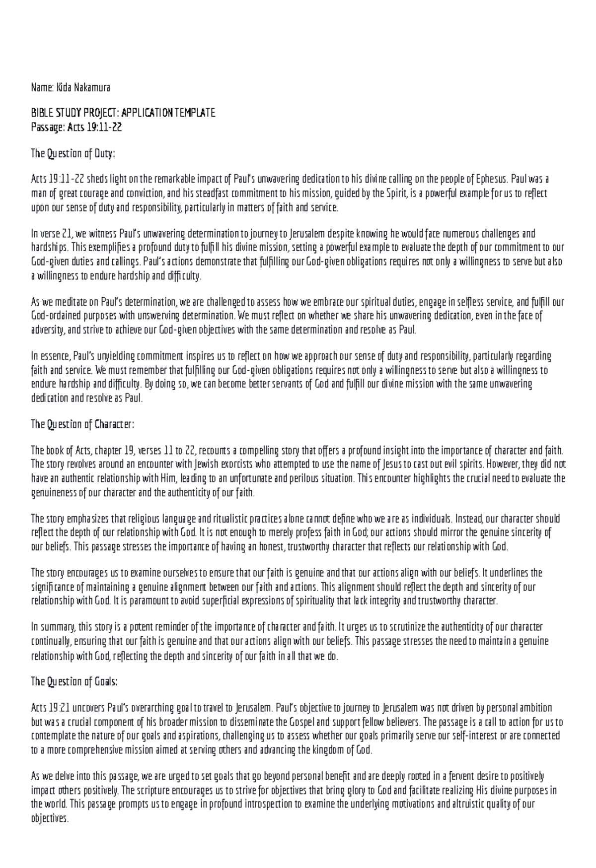 Bible Study Project - Application Assignment on Acts 19:11-22 - Studocu
