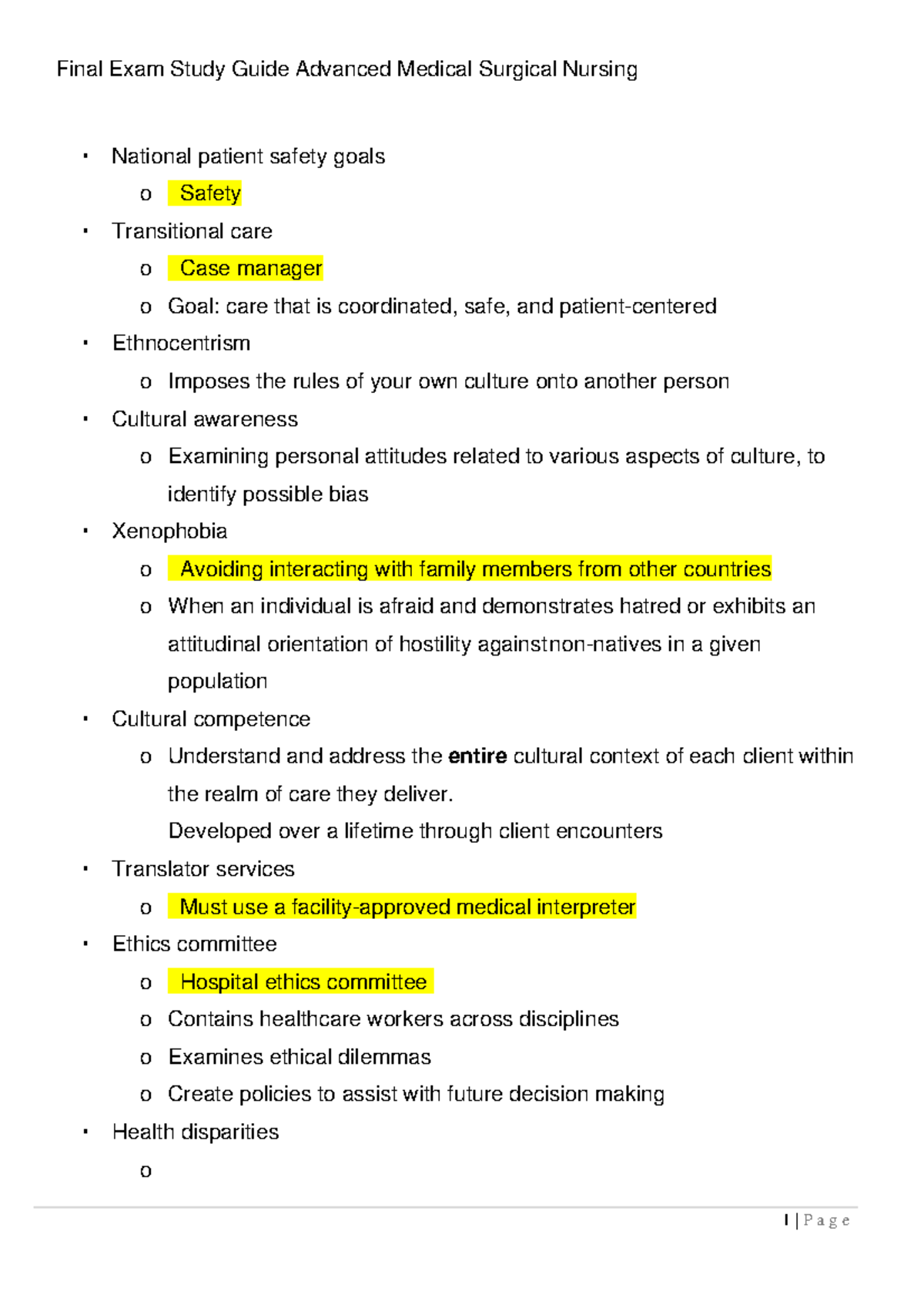 Final Exam Study Guide Advanced Medical Surgical Nursing - Developed ...