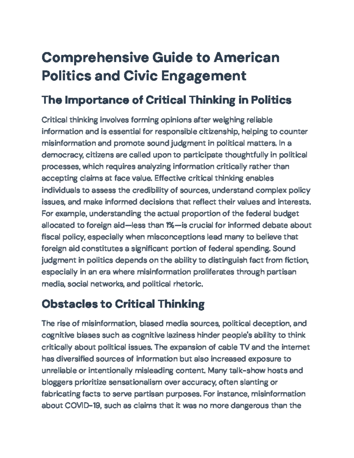 Comprehensive Guide to American Politics (POL 101): Key Concepts ...