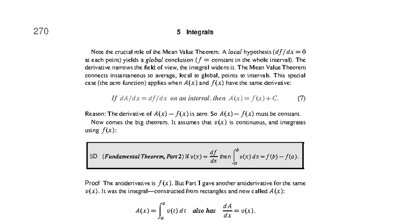 CH5 Part 14 - Calculus Notes: Integrals & Mean Value Theorem - Studocu
