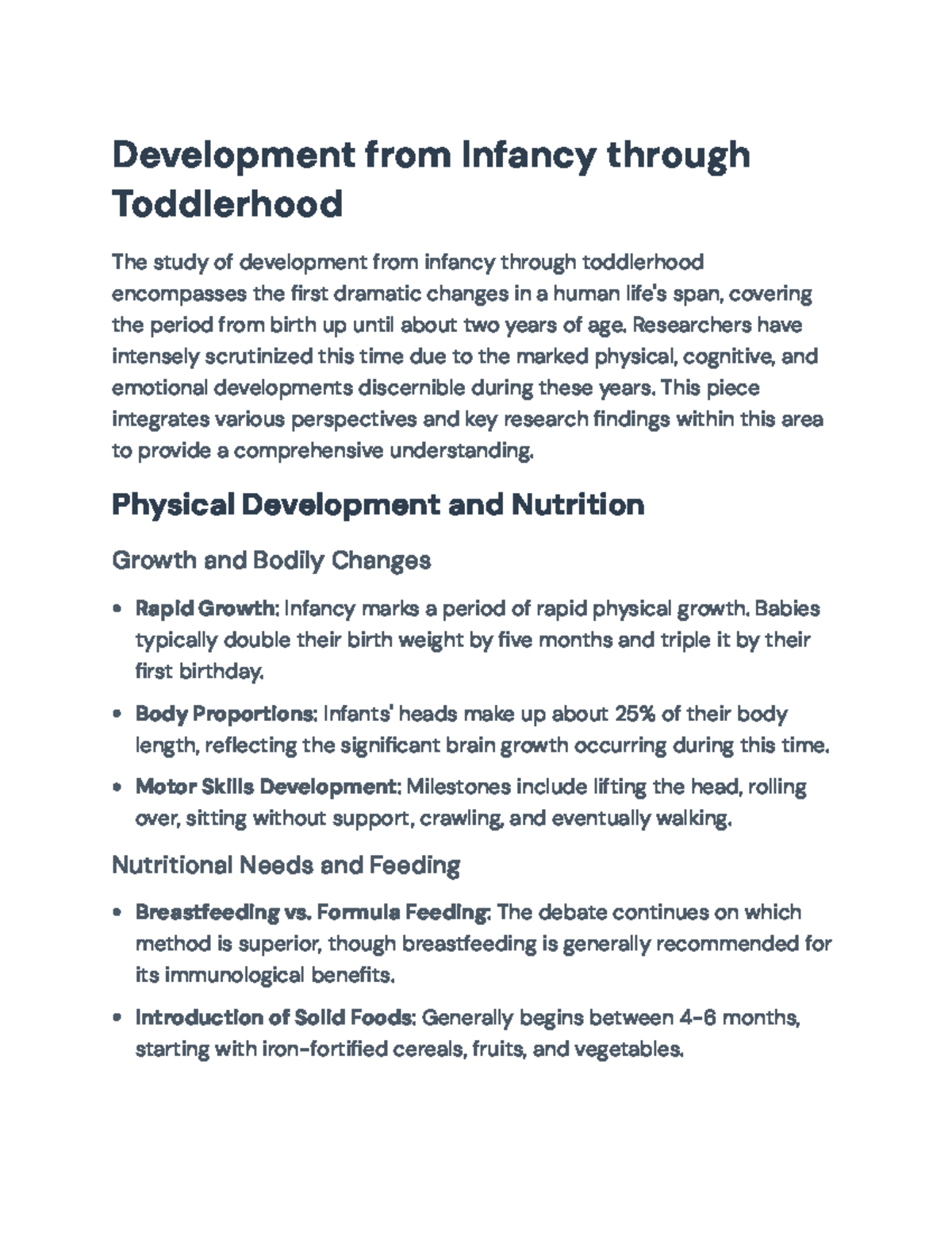 Developmental Milestones from Infancy to Toddlerhood: A Comprehensive ...
