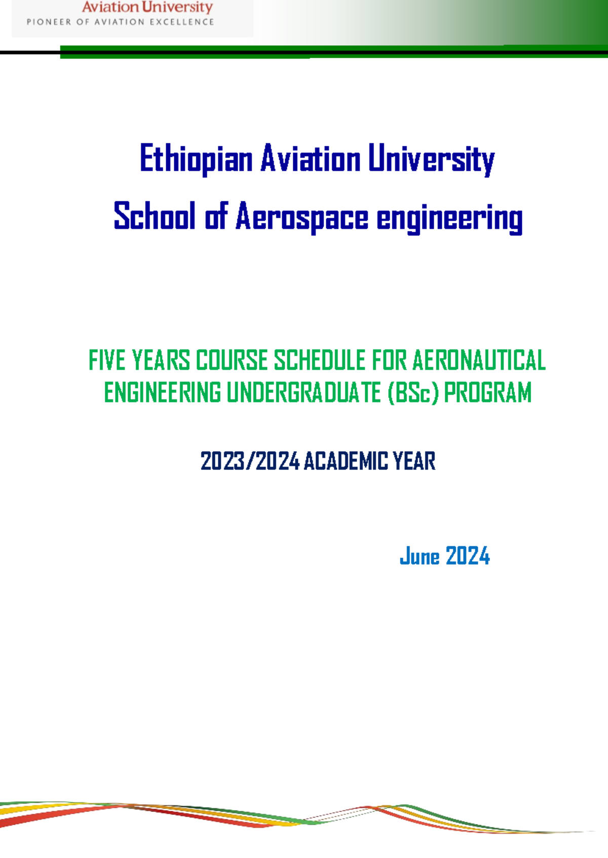 BSC Aero Eng. 5-Year Course Schedule - 2023/24 Academic Year - Studocu