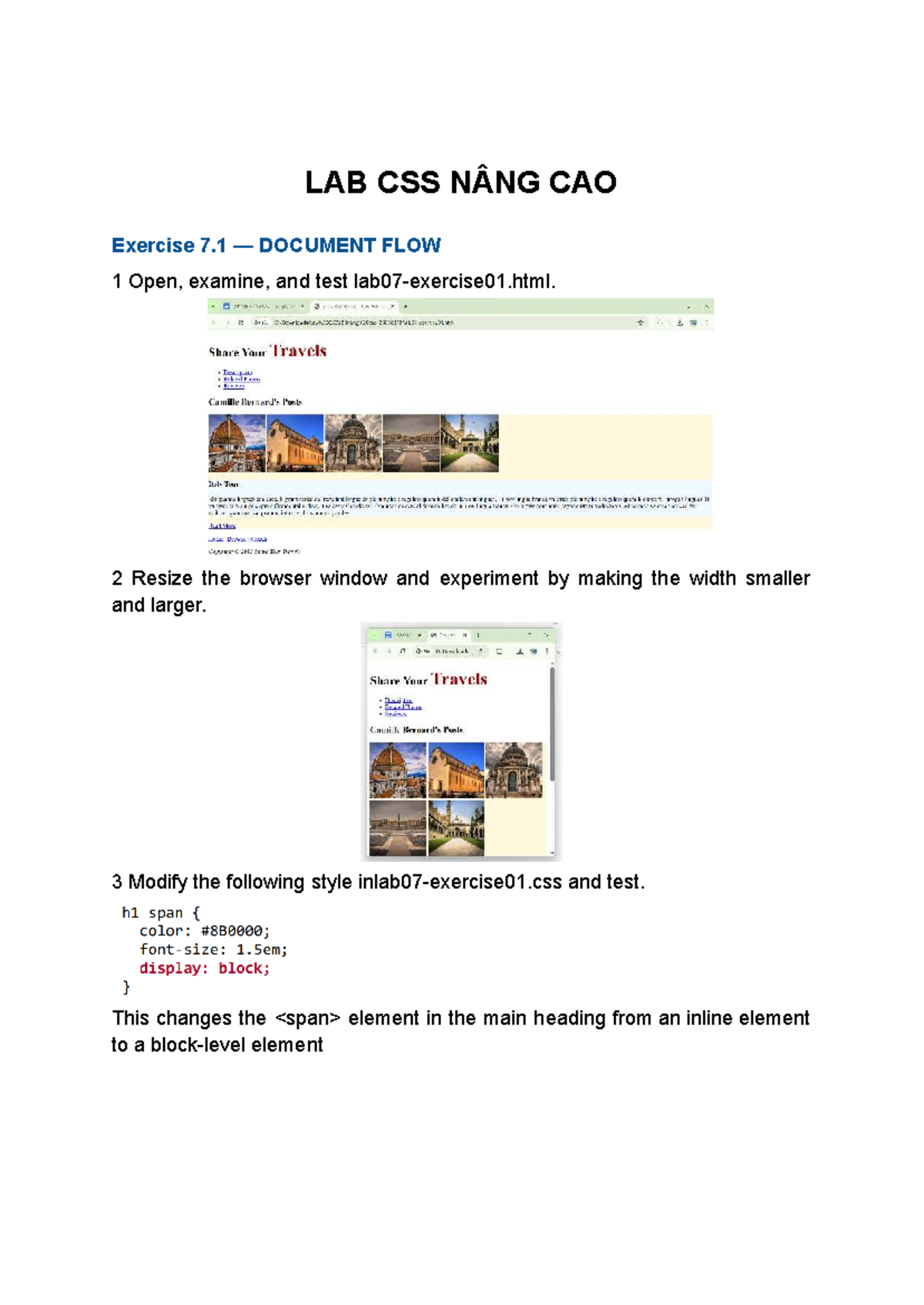 LAB CSS NÂNG CAO - ÔN TẬP VỀ POSITIONING VÀ LAYOUT - Studocu