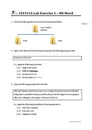 CS1311A Lab Exercise 2 - MS Word - CS131 1 A 2022/ Page | 1 CS131 1 A Lab Exercise 2 – MS Word a ...
