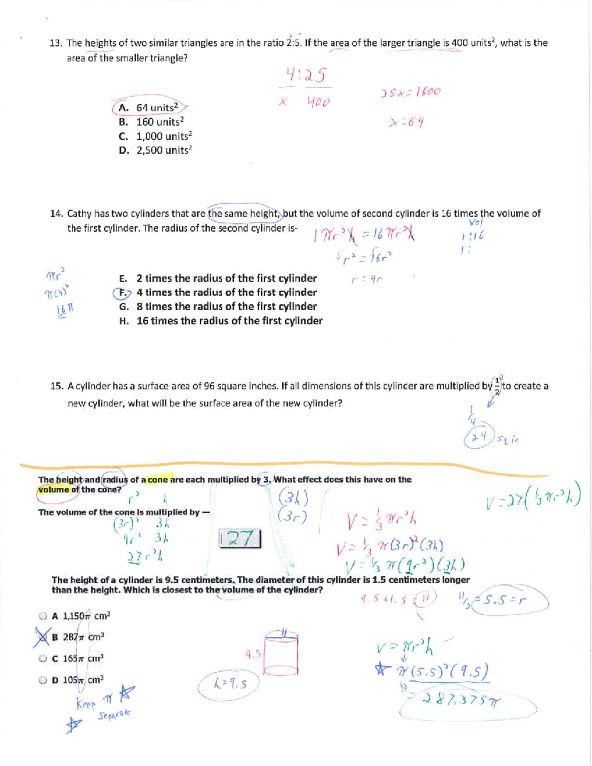 Solids Part 3 Review: Area, Volume, and Surface Area Problems - Studocu