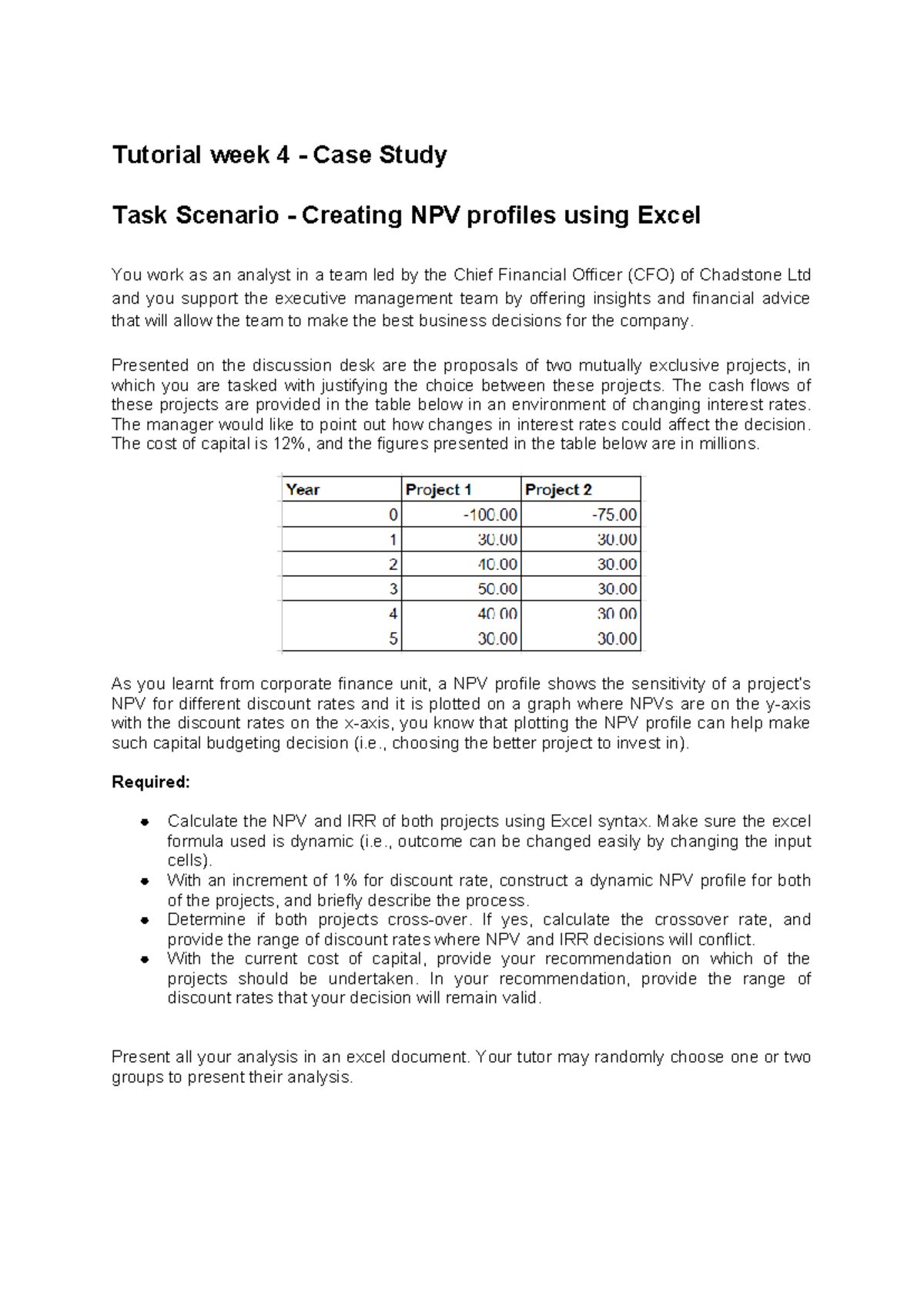 Week 4 Task Sheet - for Student - Tutorial week 4 - Case Study Task ...