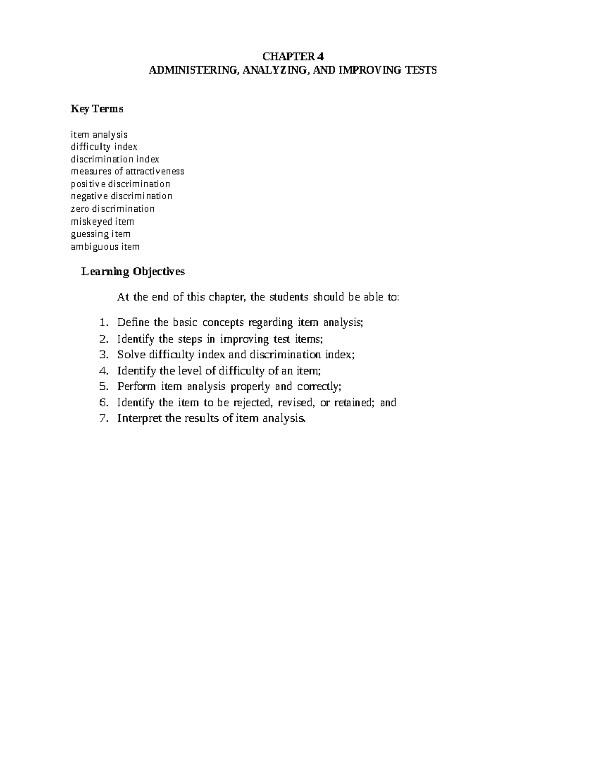 Chapter 4: Administering & Analyzing Tests (Testing 101 - Final Exam ...