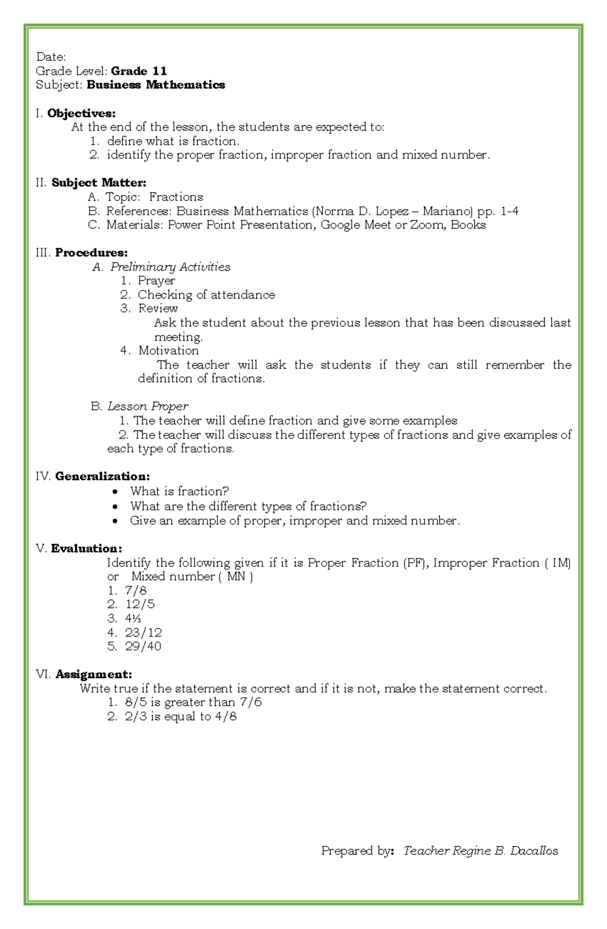 LP Midterm Exam Review: Business Mathematics for Grade 11 - Studocu