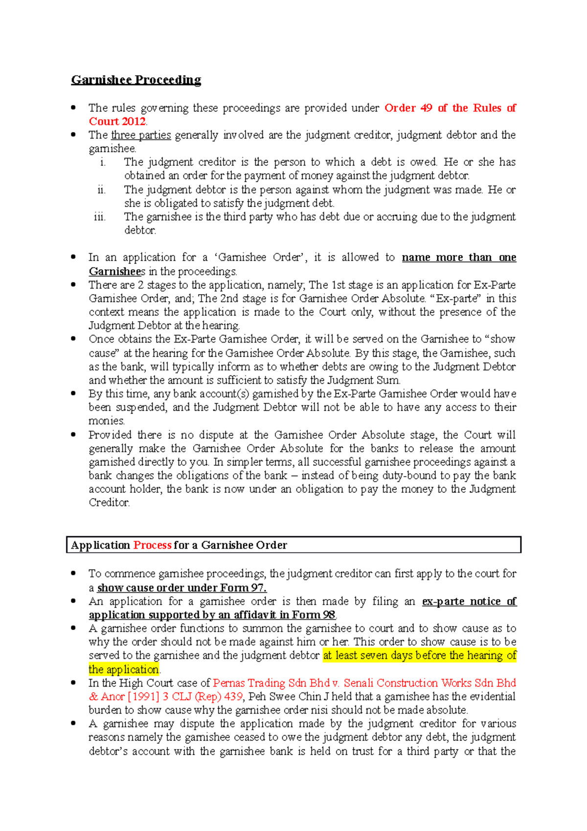 Garnishee Proceedings Overview: Key Rules & Application Process - Studocu