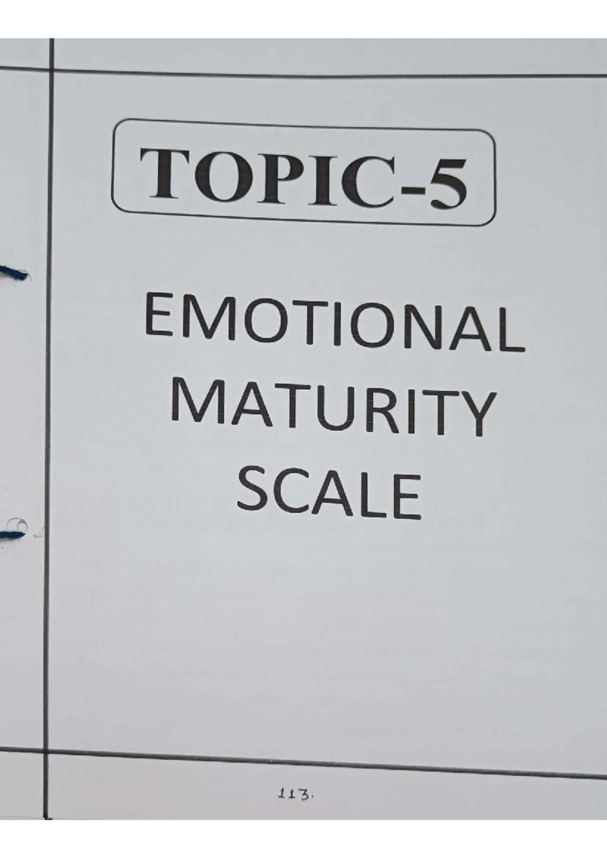 Emotional Maturity Scale Assessment: Insights and Findings - Studocu