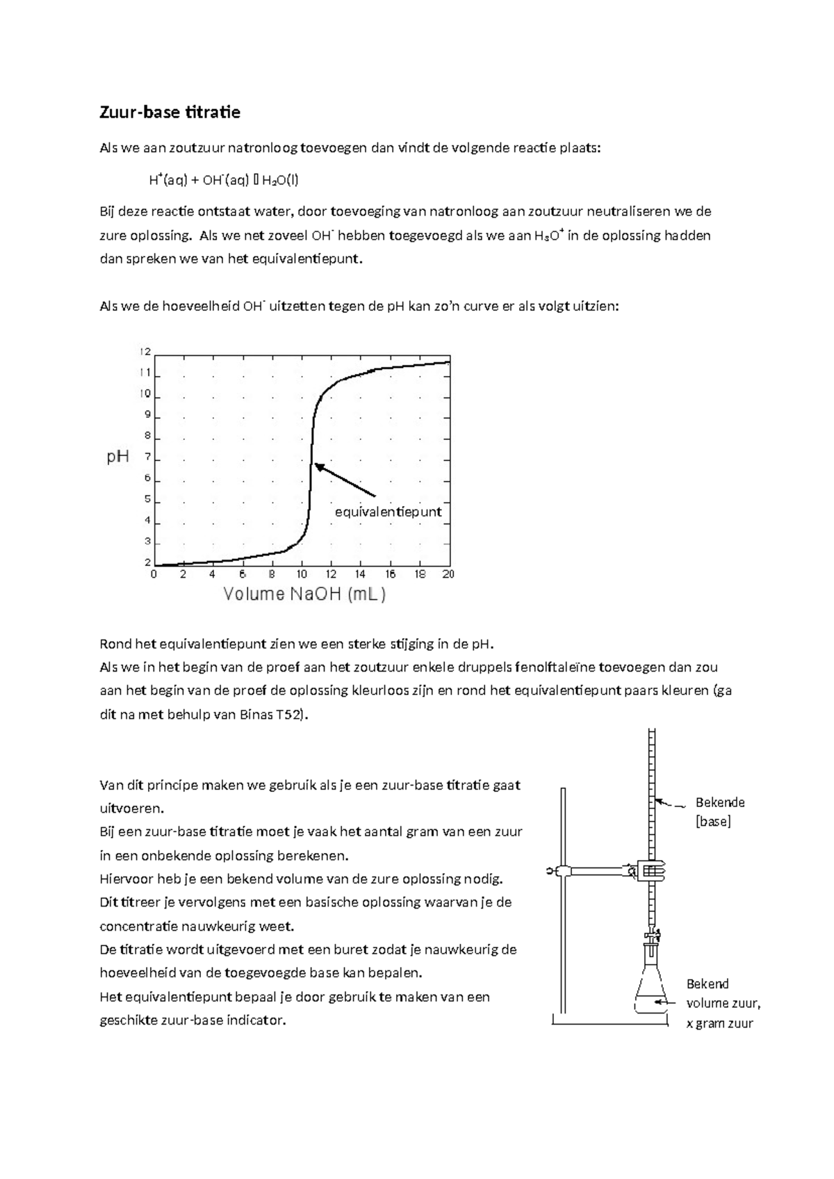 Zuur-Base Titratie: Analyse van het Equivalentiepunt en pH ...