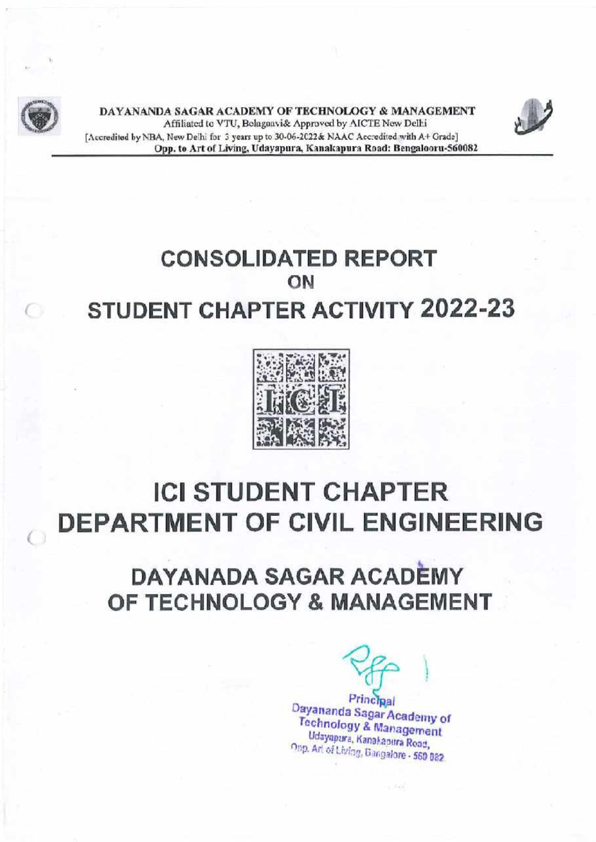 Consolidated Report on ICI Student Chapter Activities - Civil Engg ...