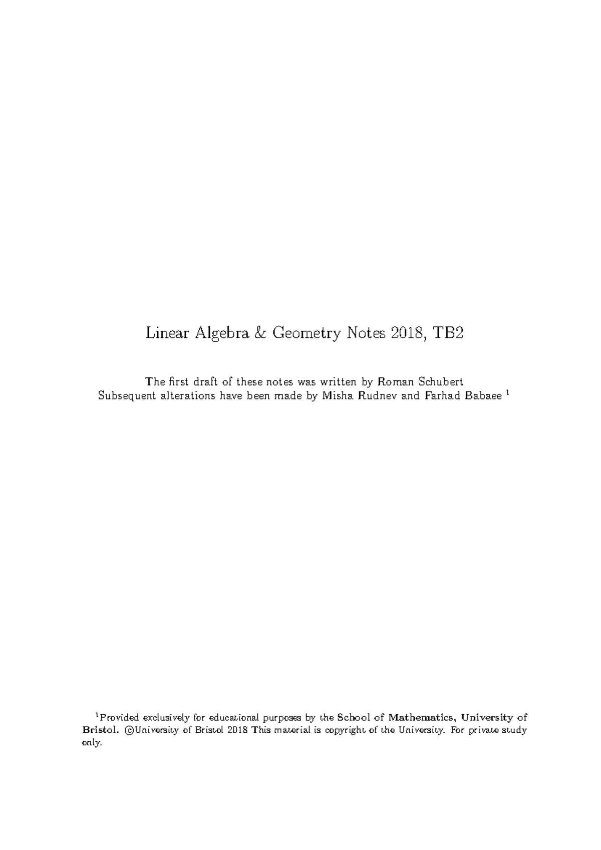 Linear Algebra Geometry Notes 2018 - Chapters 7 to 10 Summary - Studocu