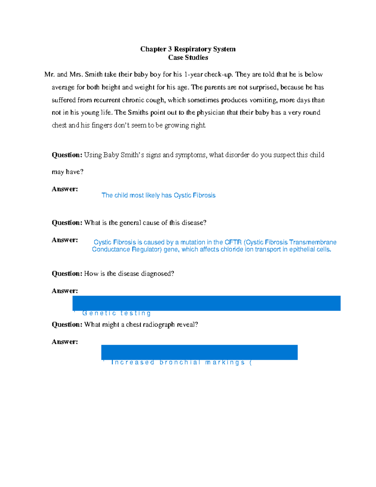 Chapter 3: Respiratory System Case Studies & Diagnoses Analysis - Studocu