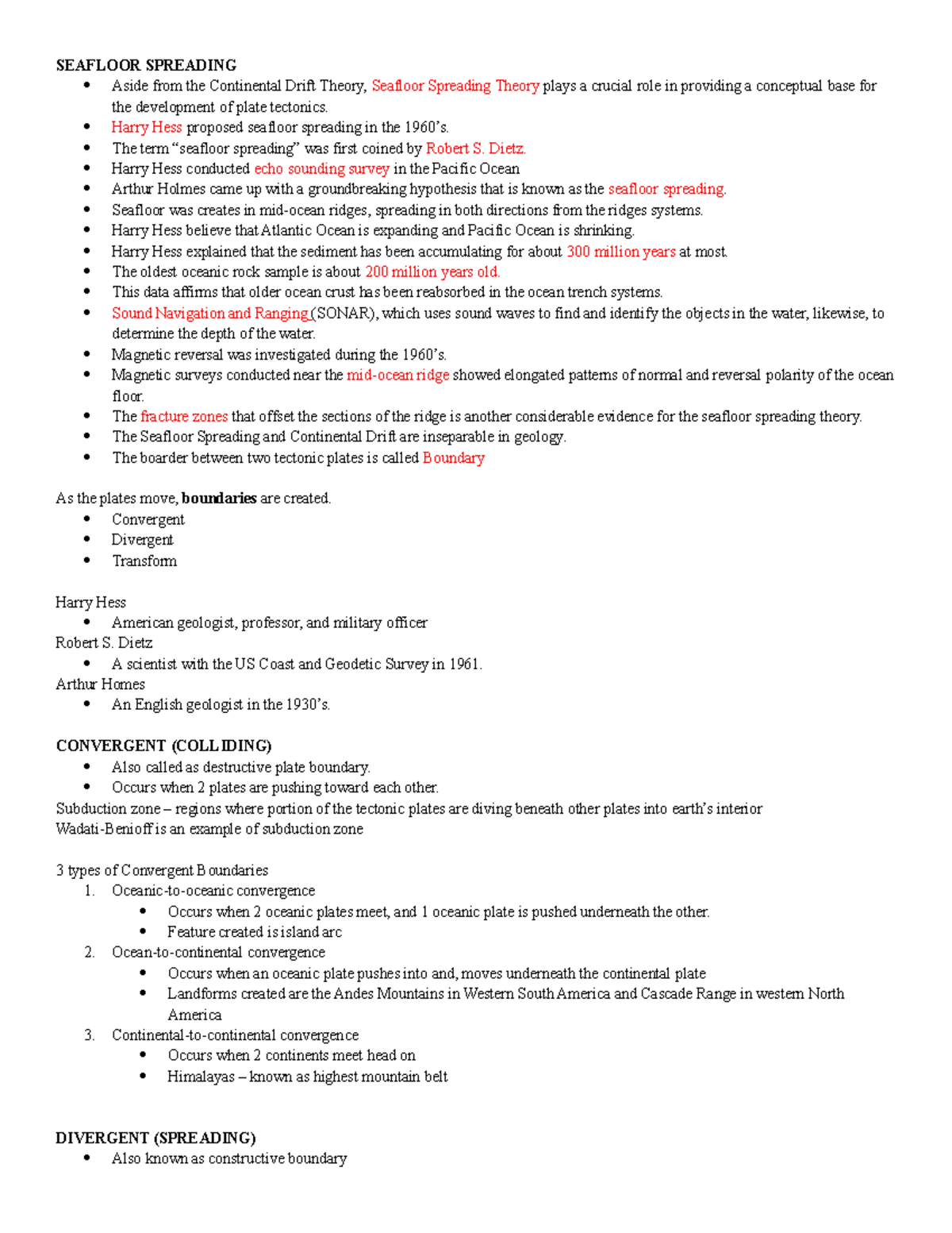SEAFLOOR SPREADING: Key Concepts in Plate Tectonics (SCI 10) - Studocu