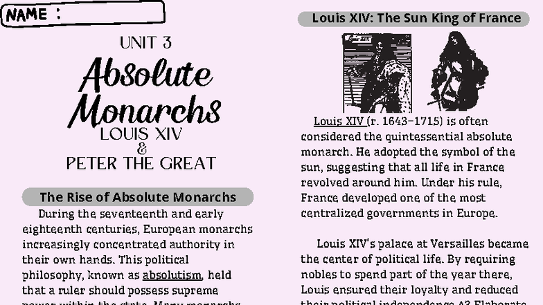 Absolute Monarchs: Louis XIV and the Rise of Centralized Power - Studocu