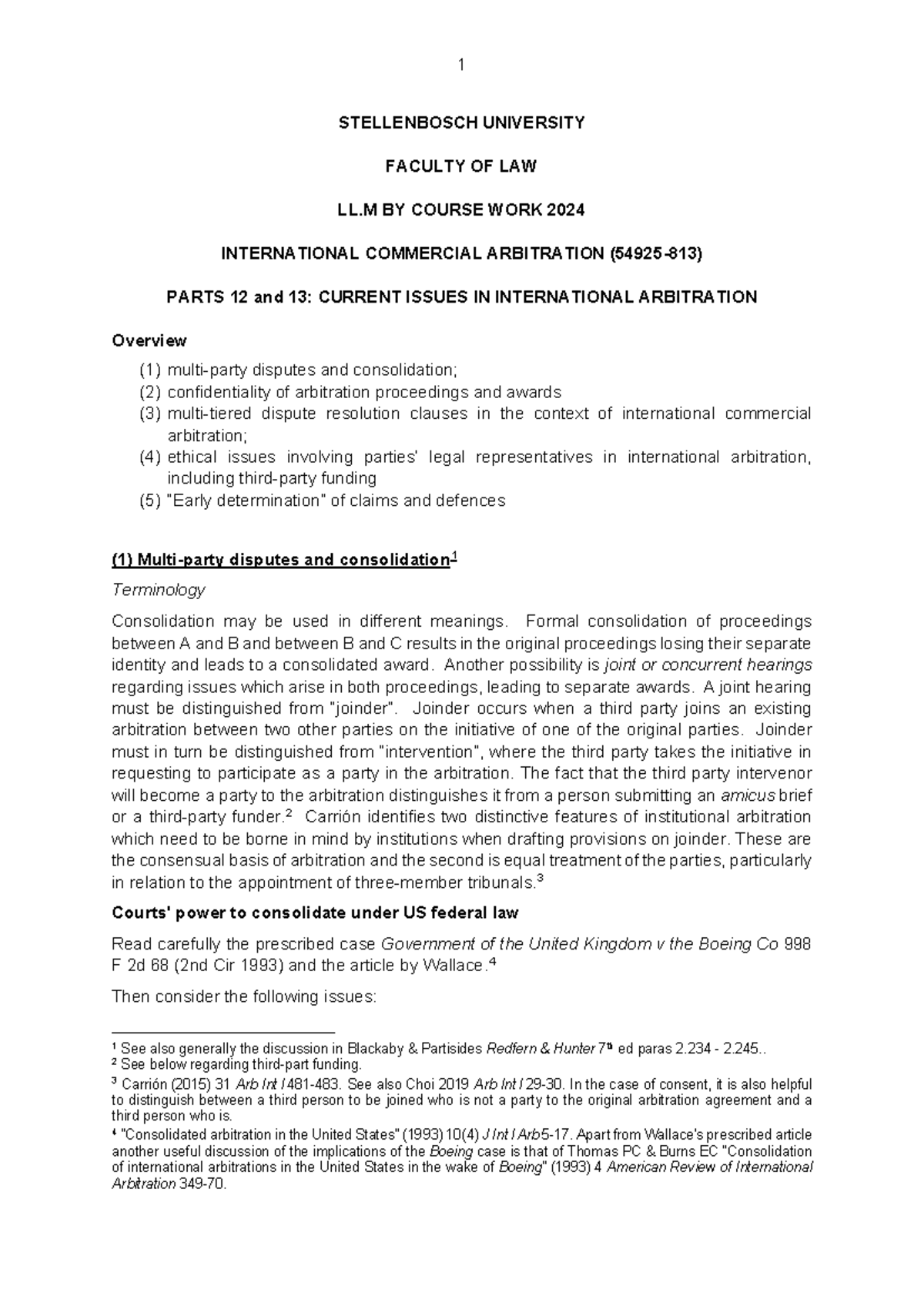 LLM ICA Parts 12 & 13: Current Issues in Int'l Commercial Arbitration ...