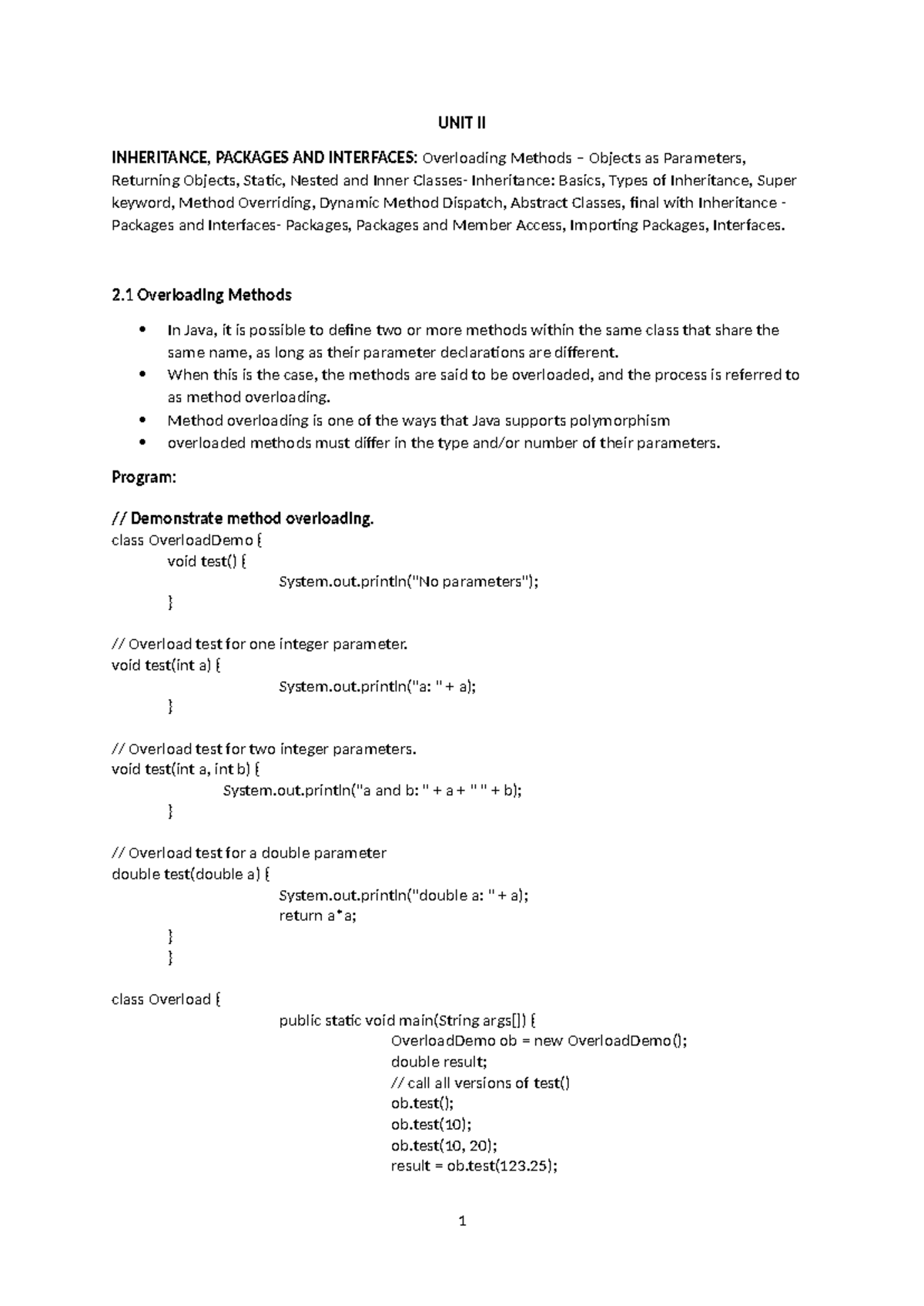UNIT 2- APJ - this is the unit 2 note for the subject apj - UNIT II INHERITANCE, PACKAGES AND ...