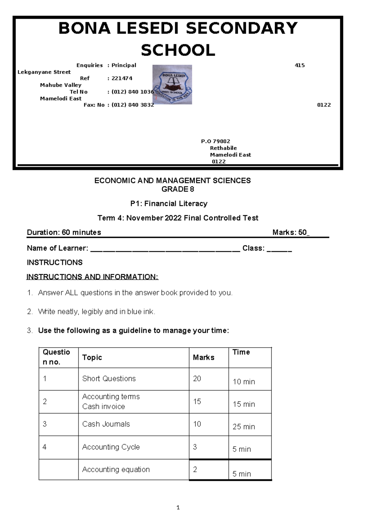 GR8-EMS-Financial-Literacy-P1-2022-Final-Test-Notes - Studocu